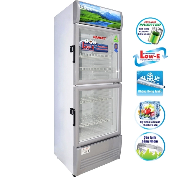 Tủ mát Sanaky Inverter VH-258W3L công nghệ LOW - E 210 lít - mua hàng tại kho